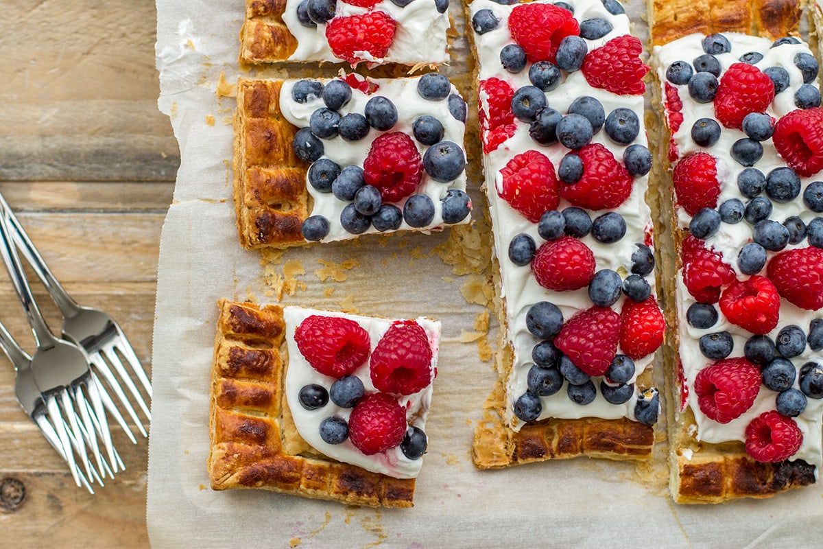 Mixed Berry Puff Pastry Tart with Mascarpone - Nourish and Fete