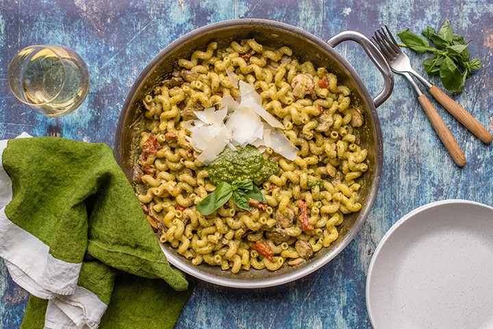 Classic Pesto Cavatappi Recipe - Nourish and Fete