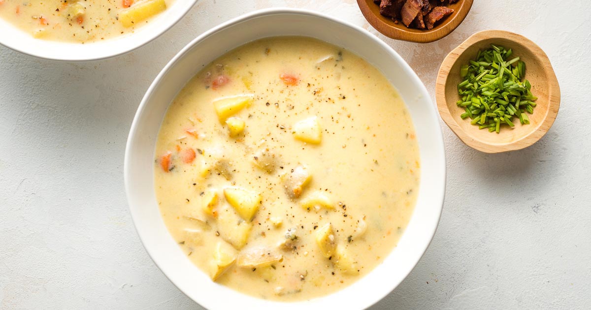 Instant Pot Potato Cheddar Chowder - Nourish and Fete