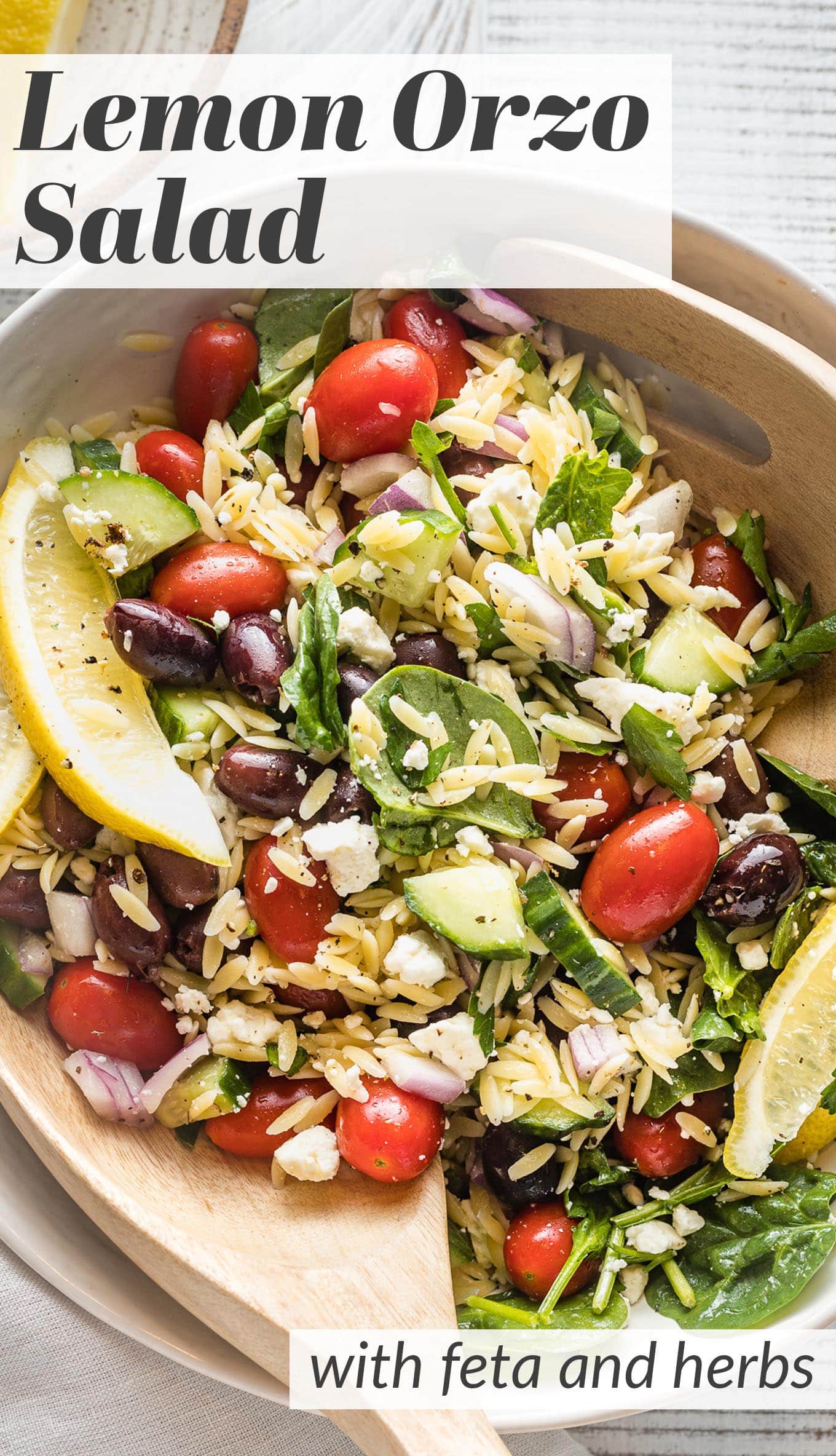Lemon Orzo Salad with Feta - Nourish and Fete