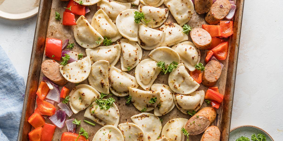 Mini Pierogies Sheet Pan Dinner - Nourish and Fete