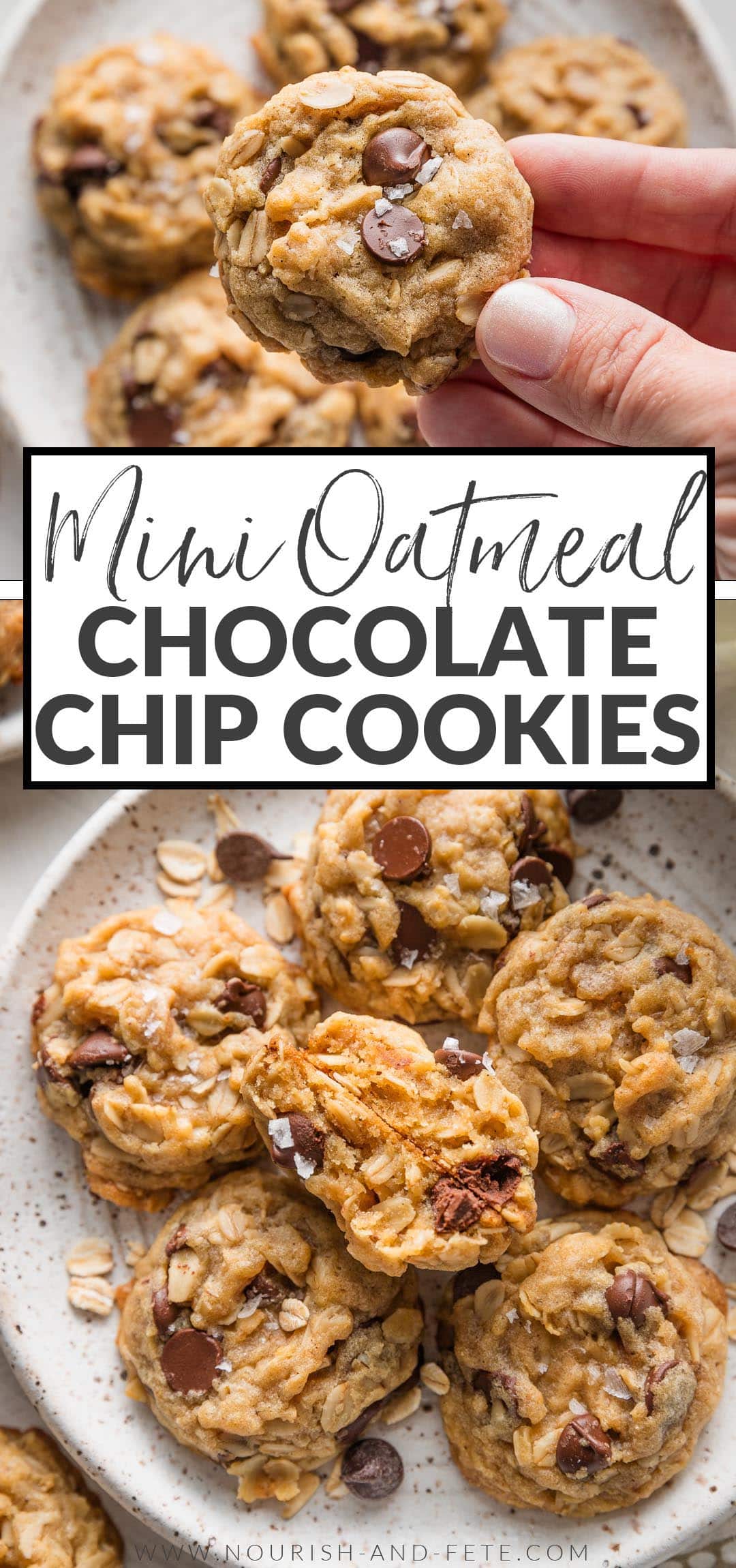 Mini Oatmeal Chocolate Chip Cookies - Nourish and Fete