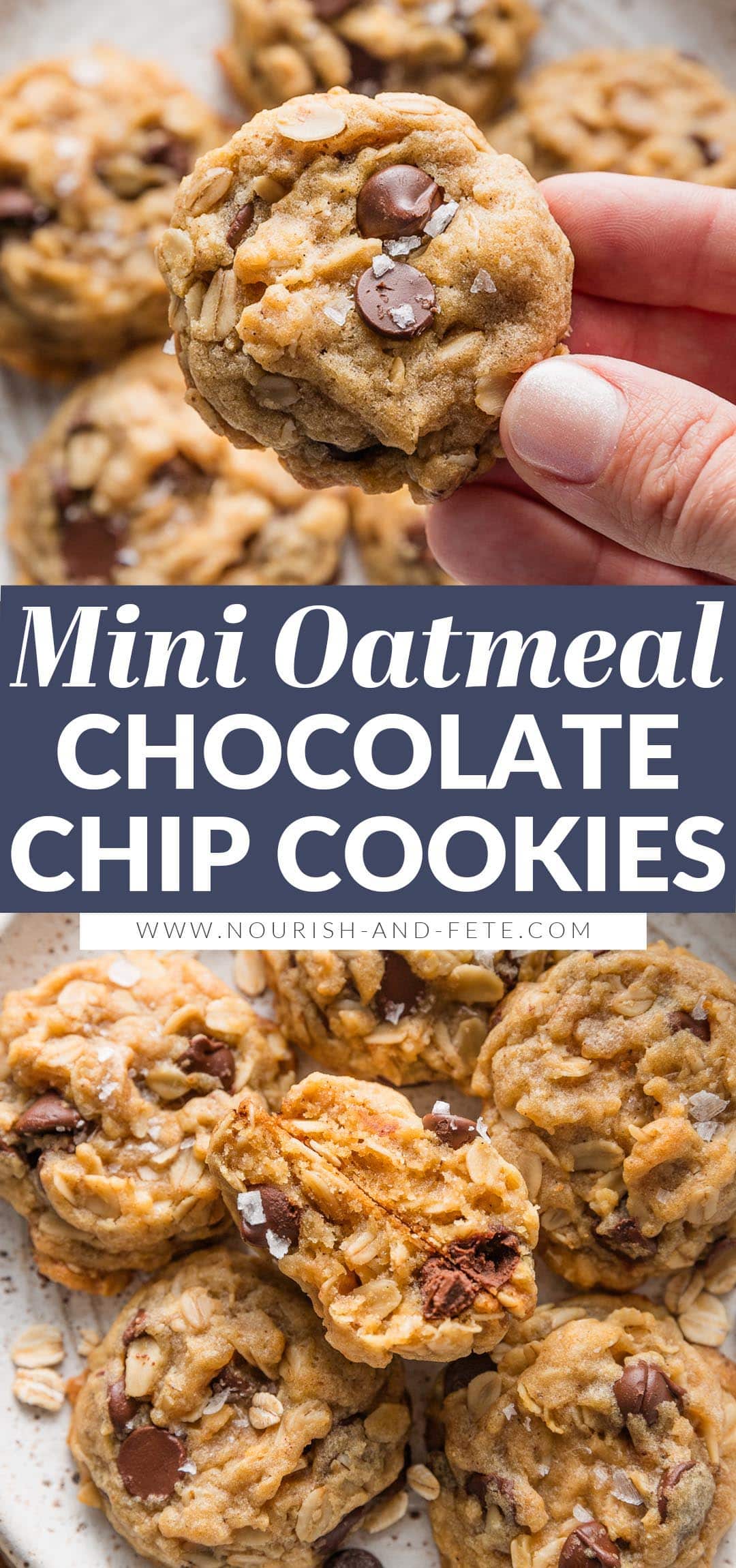 Mini Oatmeal Chocolate Chip Cookies - Nourish and Fete