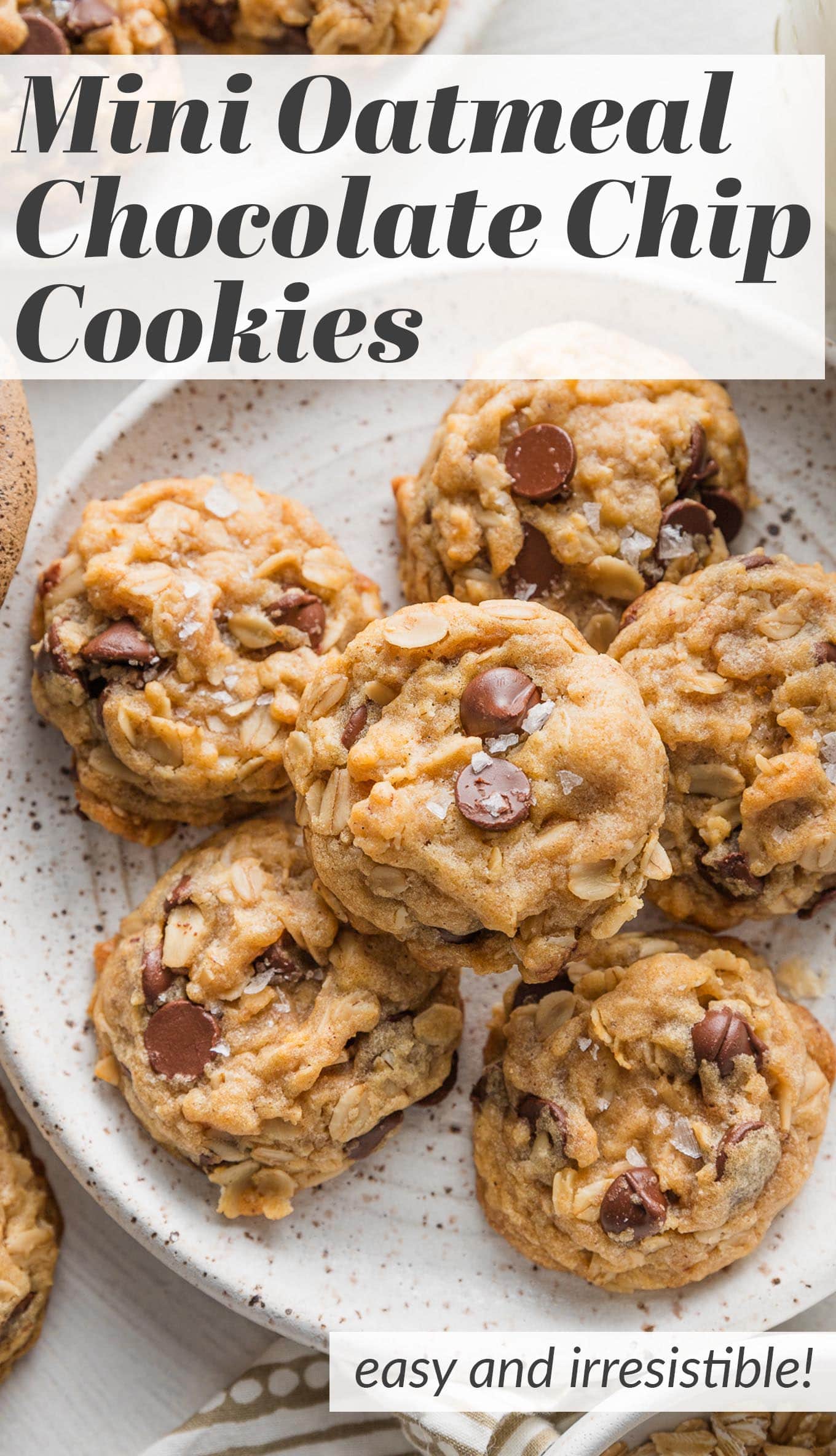 Mini Oatmeal Chocolate Chip Cookies - Nourish and Fete