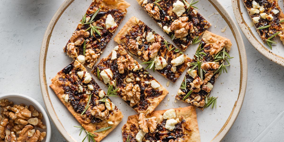 Fig, Balsamic, and Walnut Flatbreads - Nourish and Fete