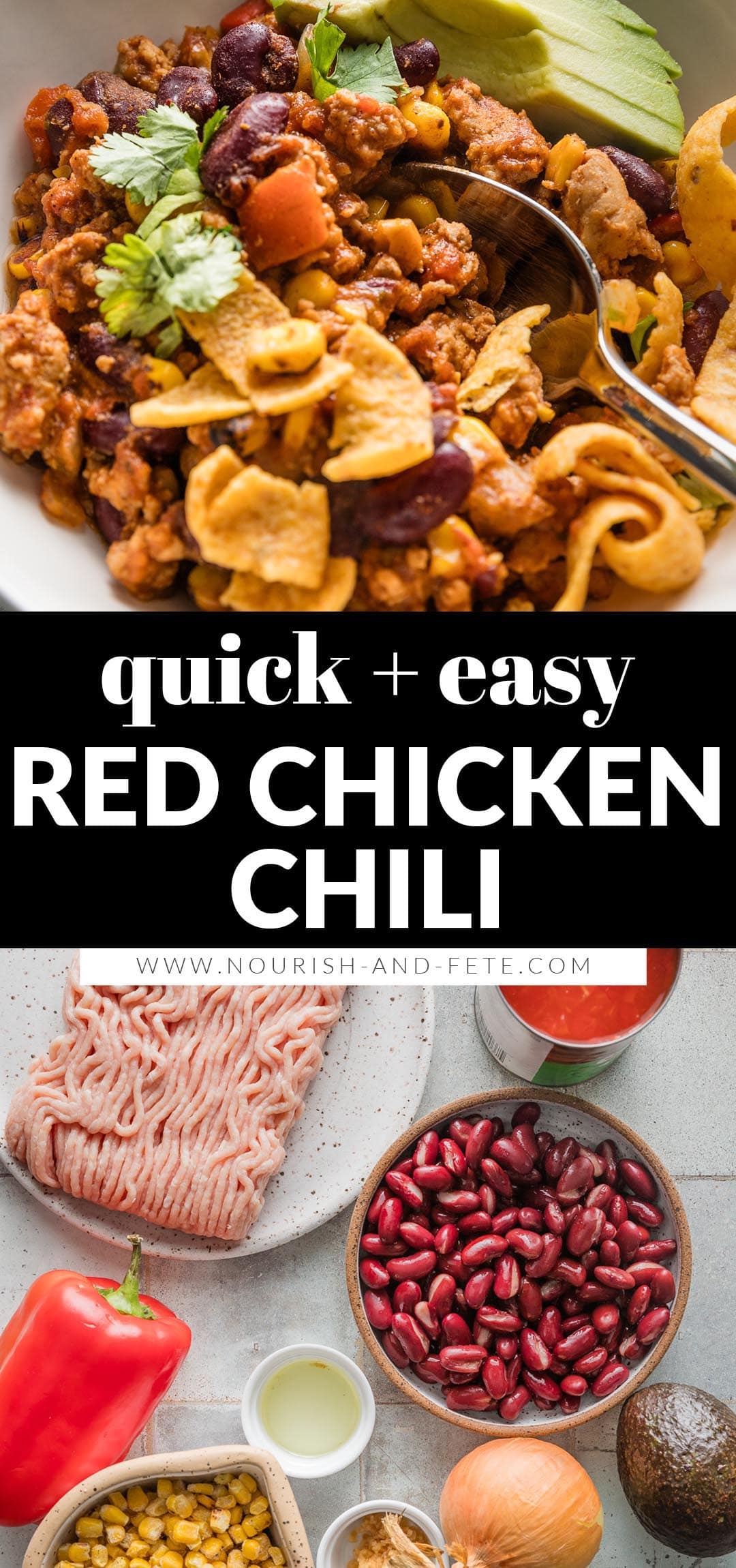 Easy Red Chicken Chili - Nourish and Fete