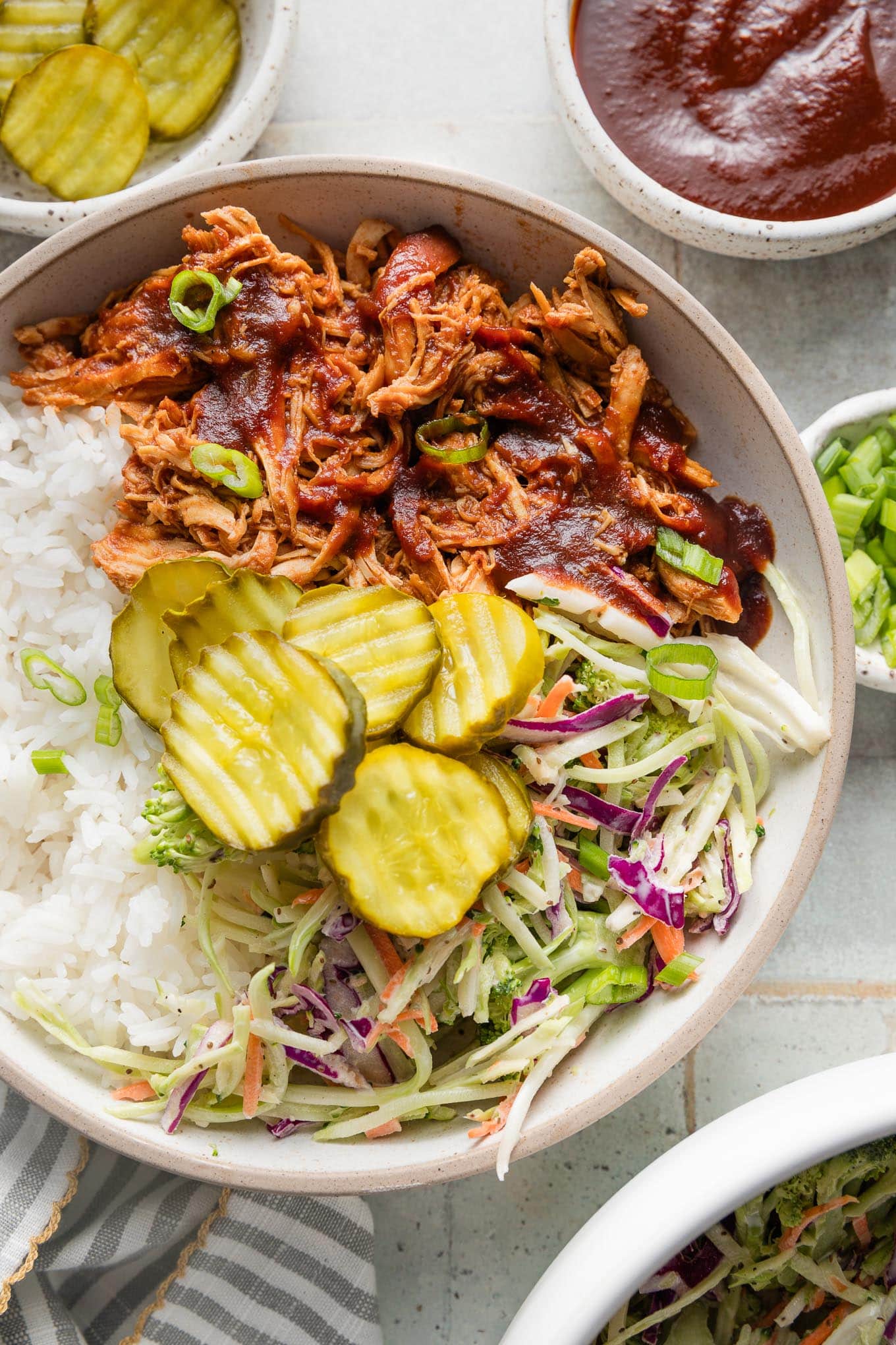 Pulled BBQ Chicken Bowls - Nourish and Fete