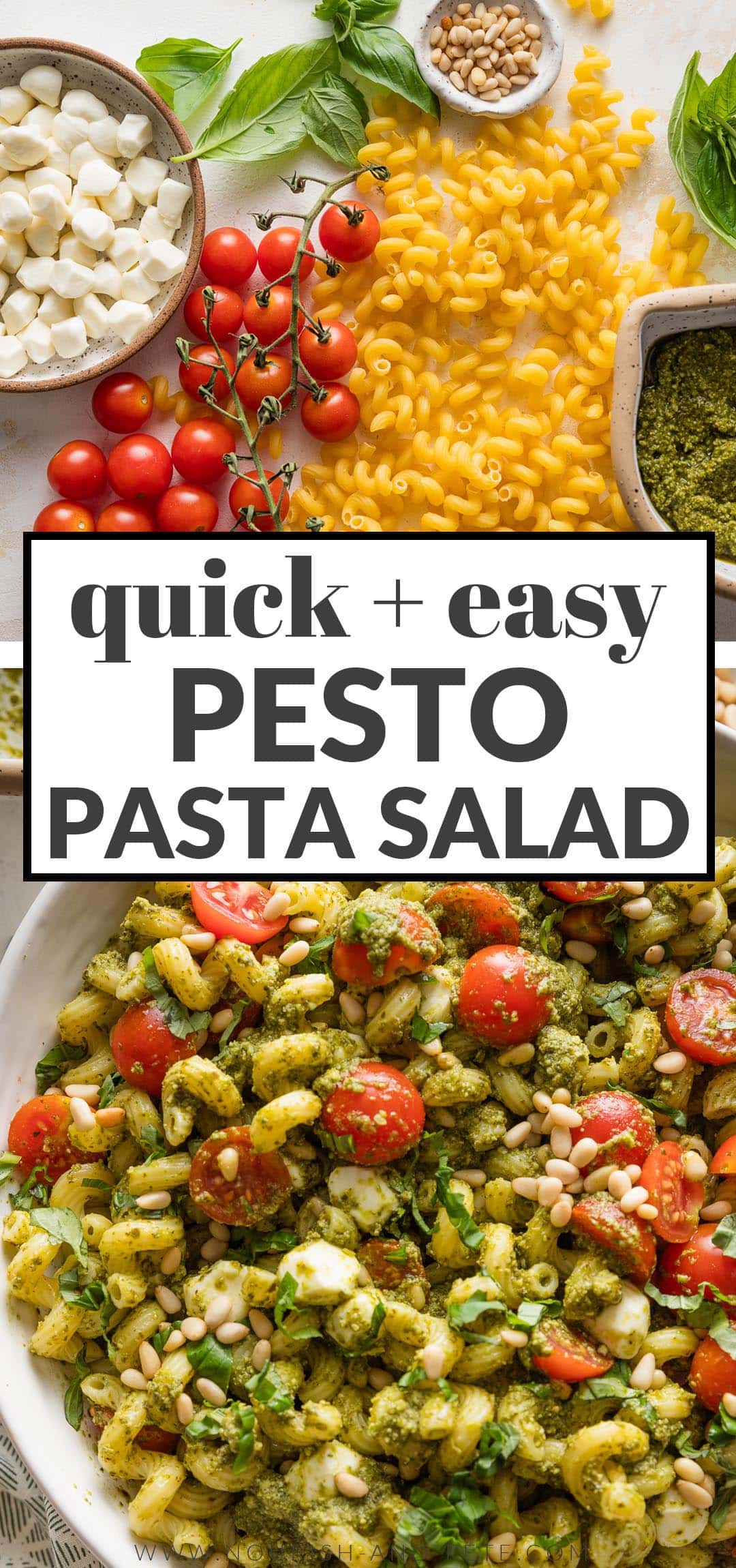 Pesto Pasta Salad with Pine Nuts - Nourish and Fete